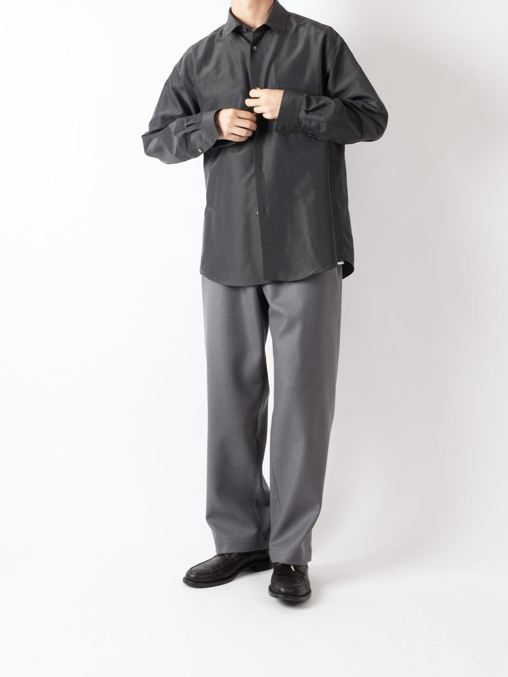 BRAZIL SILK/COTTON LONG SLEEVE SHIRTS｜BLACK – Cornier