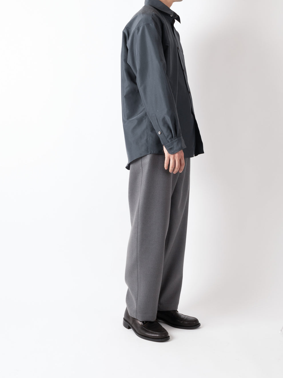 BRAZIL SILK/COTTON LONG SLEEVE SHIRTS｜BLUE GRAY – Cornier