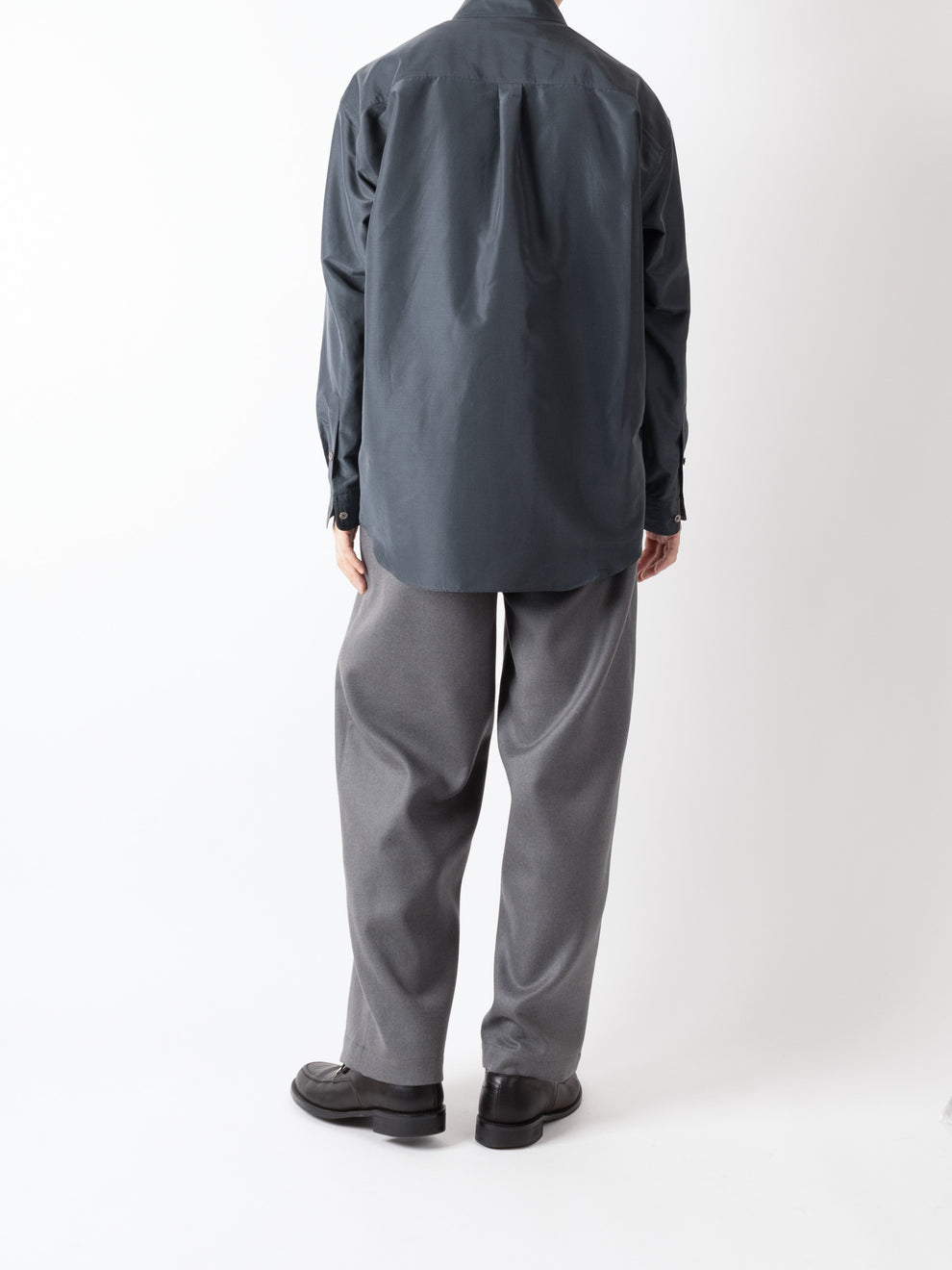 BRAZIL SILK/COTTON LONG SLEEVE SHIRTS｜BLUE GRAY – Cornier